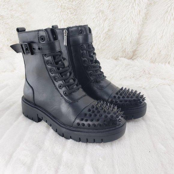 Cape Robbin | Shoes | Bitten Black Spiked Combat Goth Punk Ankle Boots ...